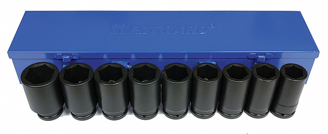 WESTWARD Impact Socket Set: 3/4 in Drive Size, 9 Pieces, 27 to 41 mm ...