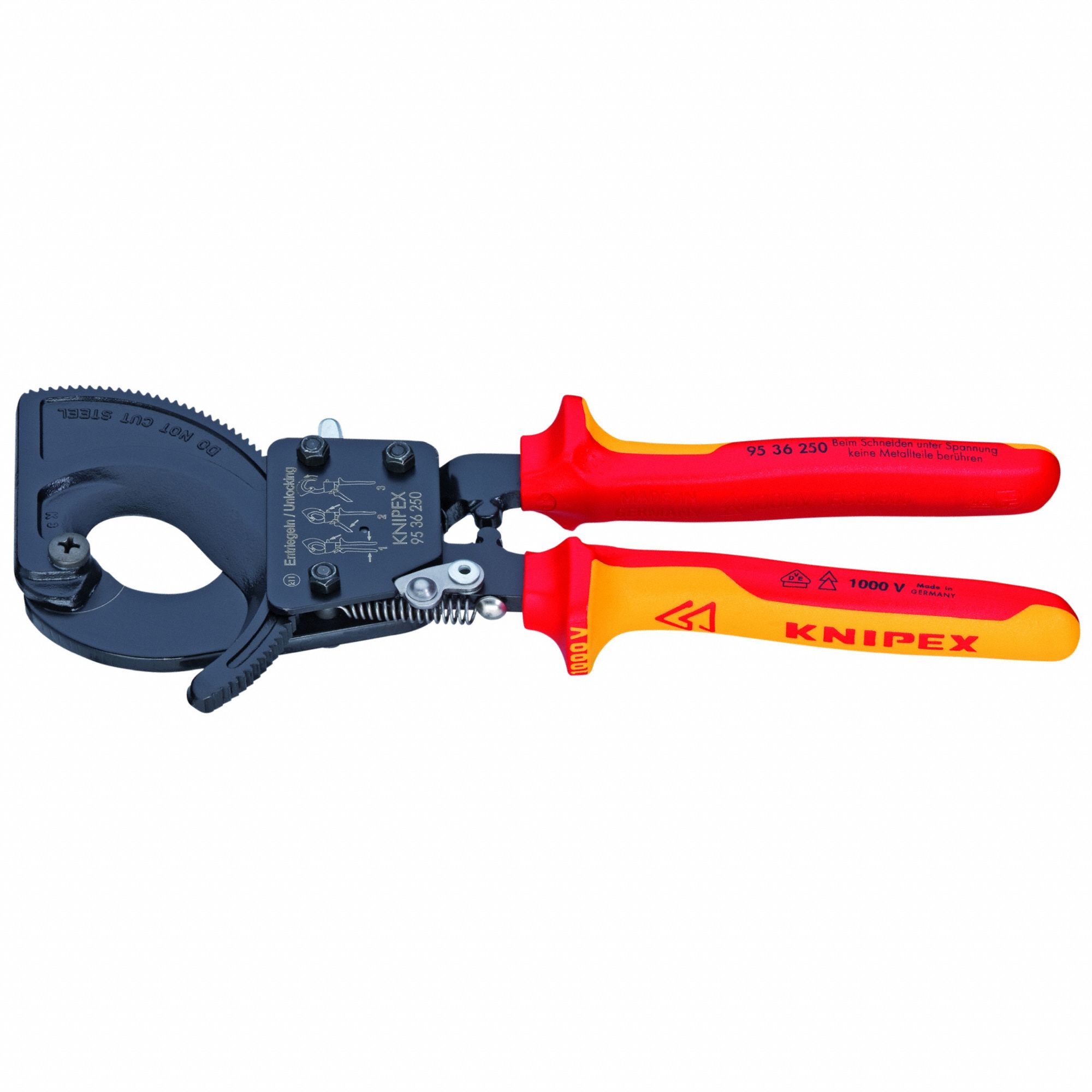KNIPEX, Multi-Component Handle, Shear, Insulated Cable Cutter - 21XJ95 ...