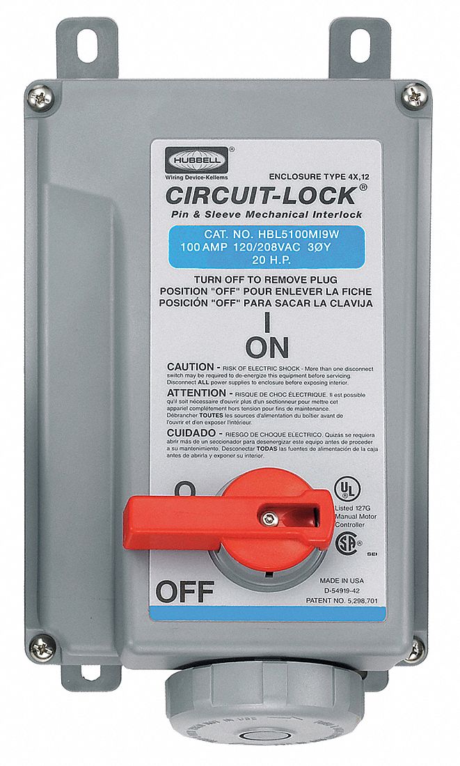 Non-Fused, 100 A, Mechanical Interlock Device - 21XL24|HBL5100MI9W ...