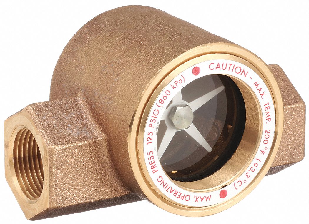 DWYER, Rotor, Bronze, Window Sight Flow Indicator with Impeller ...