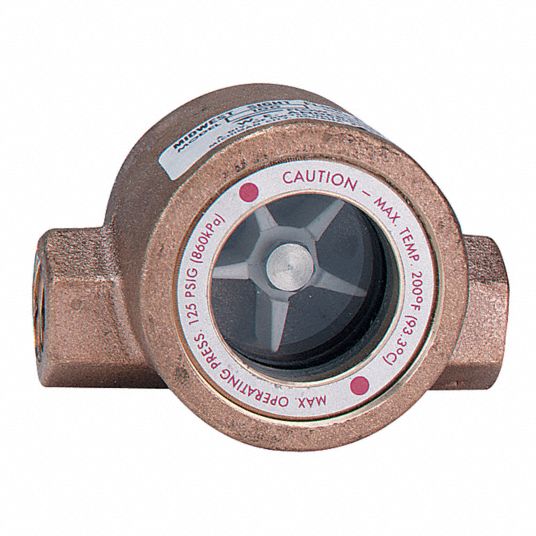 DWYER Window Sight Flow Indicator with Impeller, Bronze Body Material ...