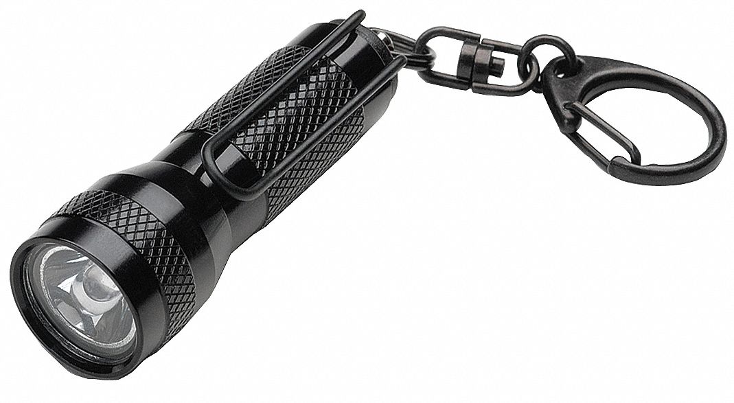 LED Keychain Flashlight, Aluminum, Maximum Lumens Output: 10, Black, 2. ...
