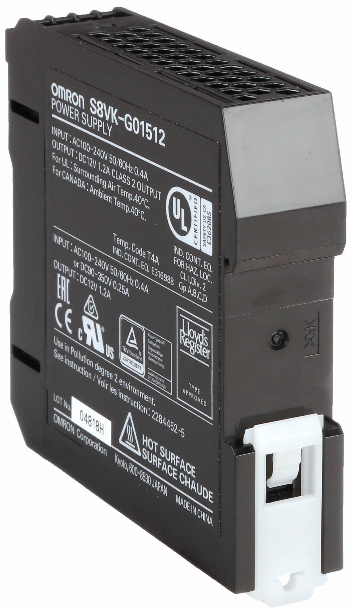 OMRON DC Power Supply: 100 to 240 V AC, Single, 12V DC, 15W, 1.2, DIN ...