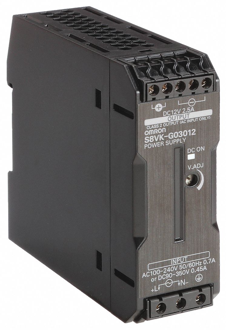 OMRON, DIN Rail, 30 W Output Power - Rated, DC Power Supply - 21XP06|S8VK-G03012 - Grainger