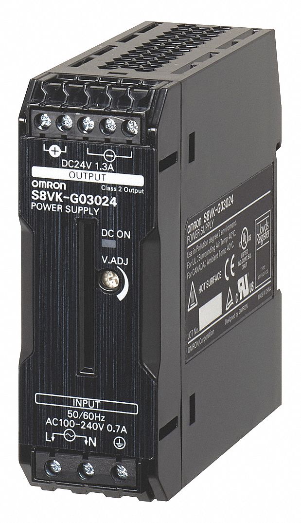OMRON DC Power Supply: 100 to 240 V AC, Single, 24V DC, 30W, 1.3, DIN Rail - 21XP07|S8VK-G03024 ...