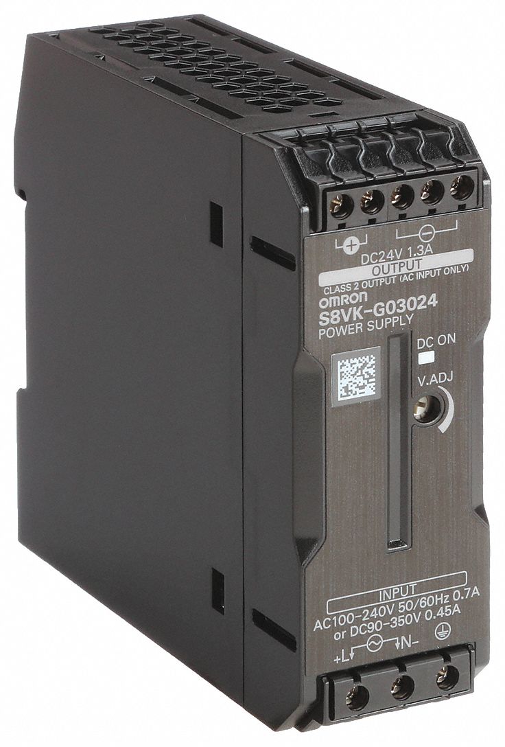 OMRON, DIN Rail, 30 W Output Power - Rated, DC Power Supply - 21XP07|S8VK-G03024 - Grainger