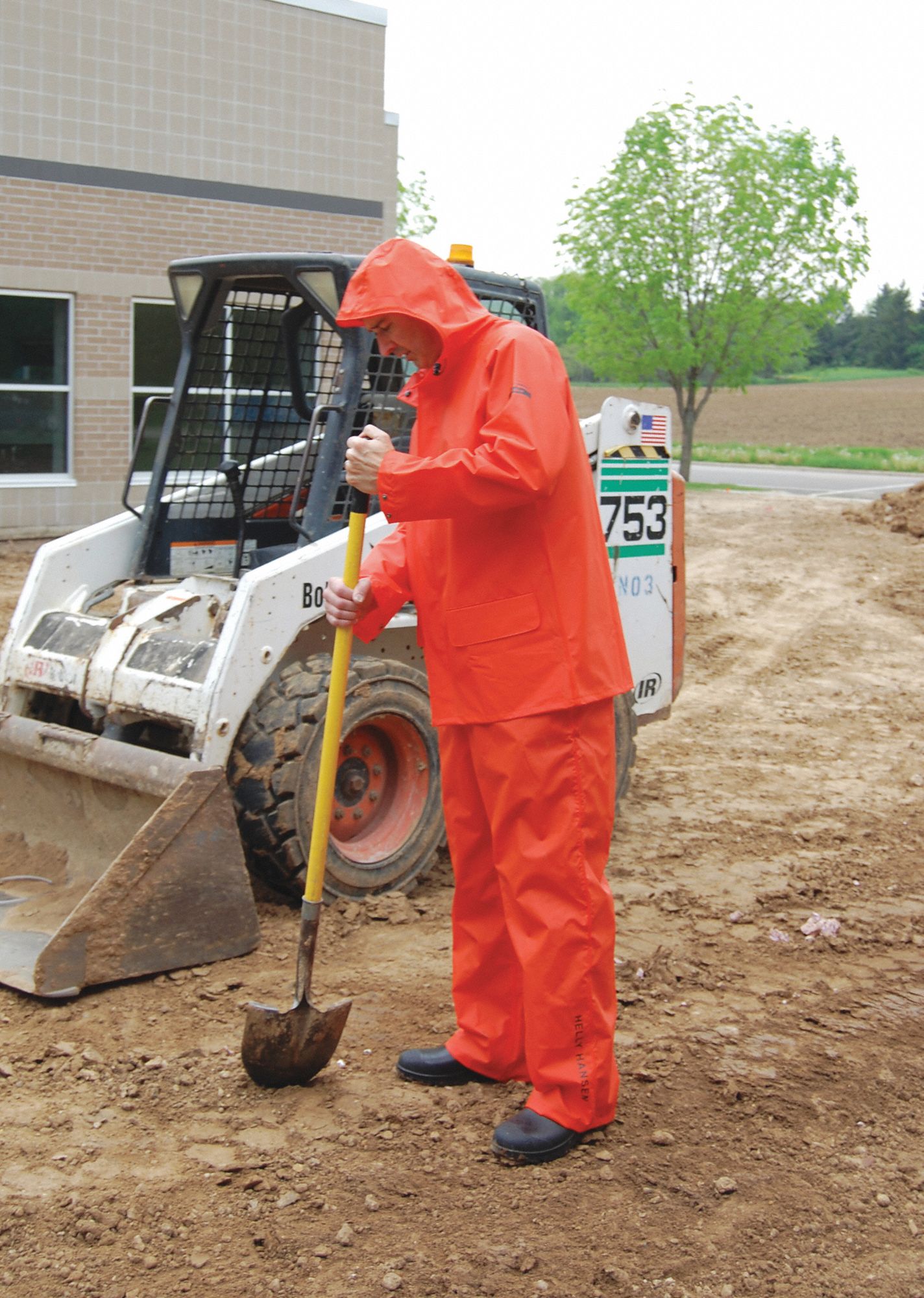 HELLY HANSEN Rain Jacket: Rain Jacket, L, Orange, Snap, Attached Hood ...