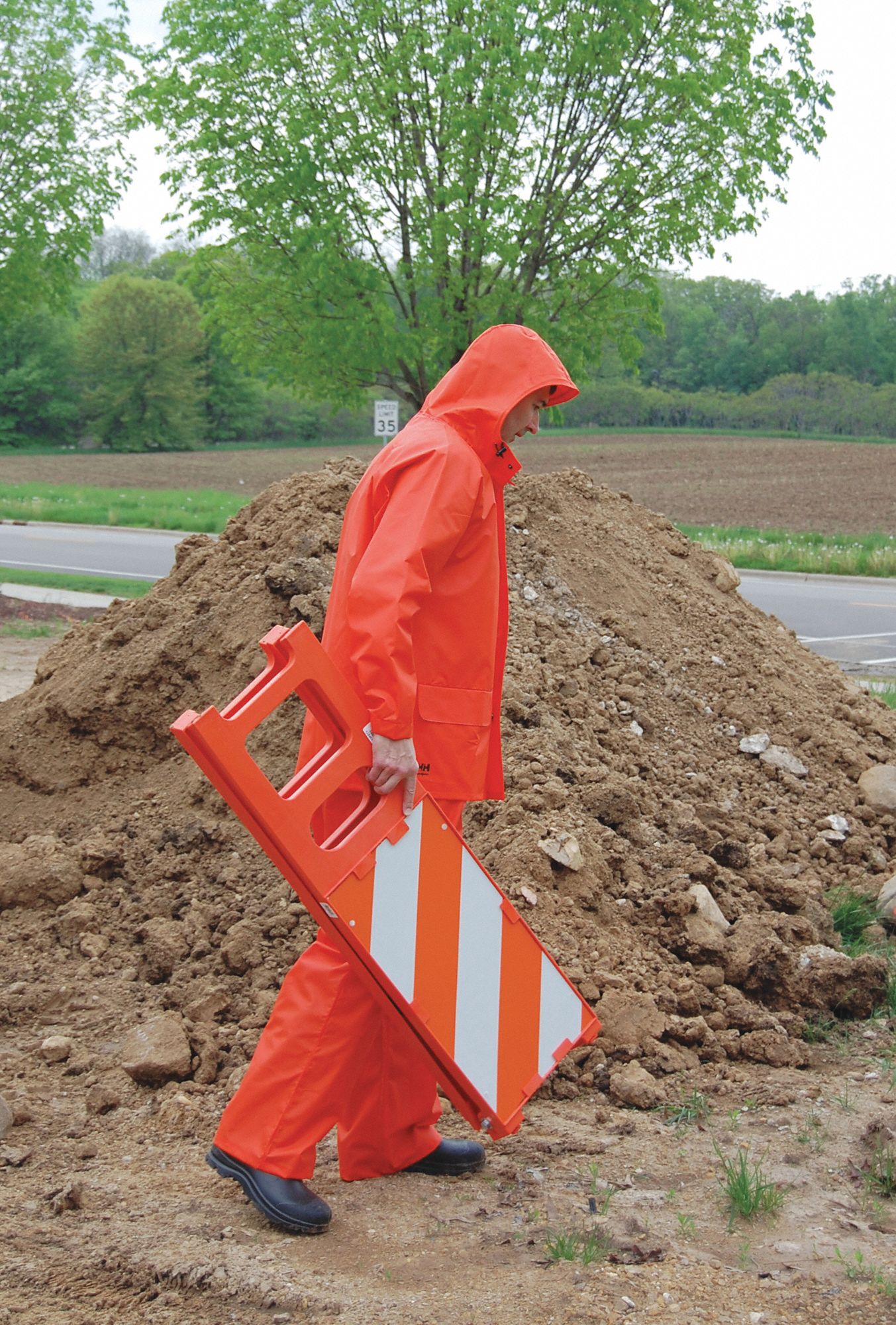 HELLY HANSEN Rain Jacket: Rain Jacket, L, Orange, Snap, Attached Hood ...