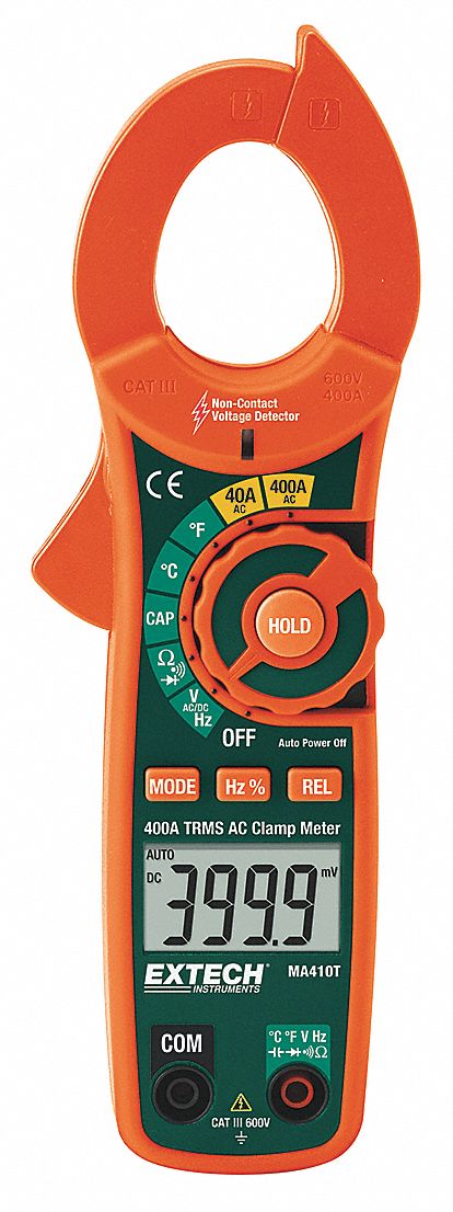 Clamp On Digital Clamp Meter, -4° to 1400°F Temp. Range, 1.2 in (30 mm ...