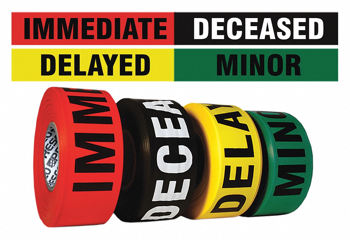 Black/Green/Red/Yellow, Deceased/Delayed/Immediate/Minor, Flagging Tape ...