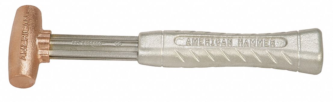 AMERICAN HAMMER Copper Mallet: Aluminum Handle, Ribbed Grip, 16 oz Head ...