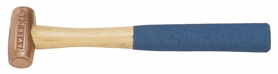 AMERICAN HAMMER Copper Mallet: Wood Handle, Textured Grip, 8 oz Head Wt ...