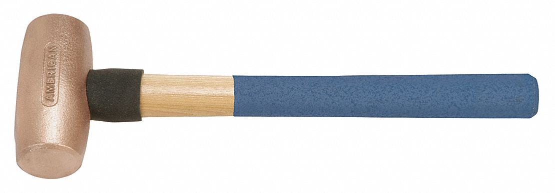 AMERICAN HAMMER Copper Mallet: Wood Handle, Textured Grip, 5 lb Head Wt ...