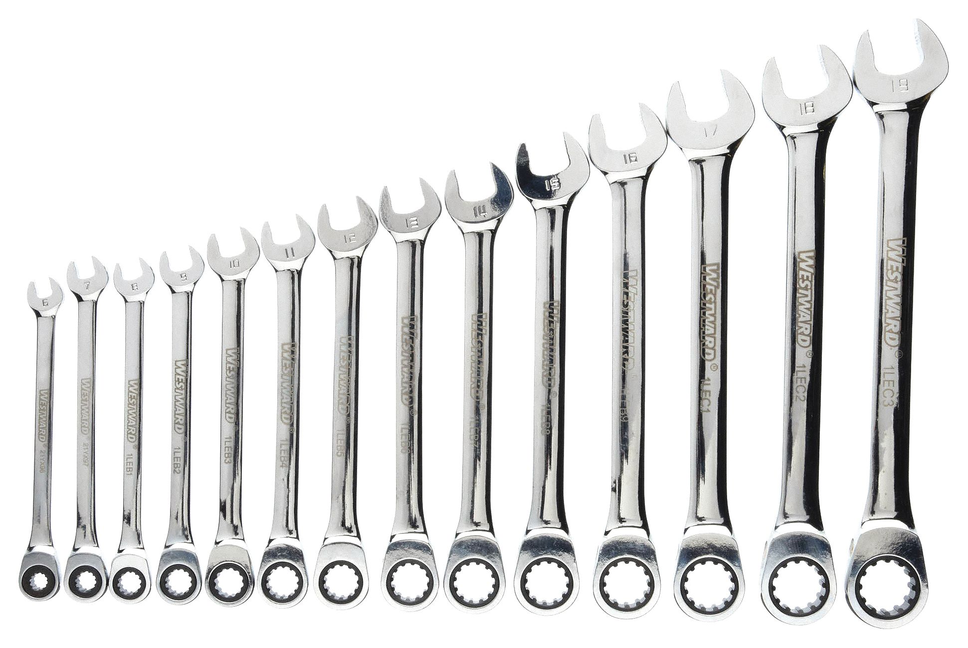 Combination Wrench Set, Alloy Steel, Chrome - Grainger