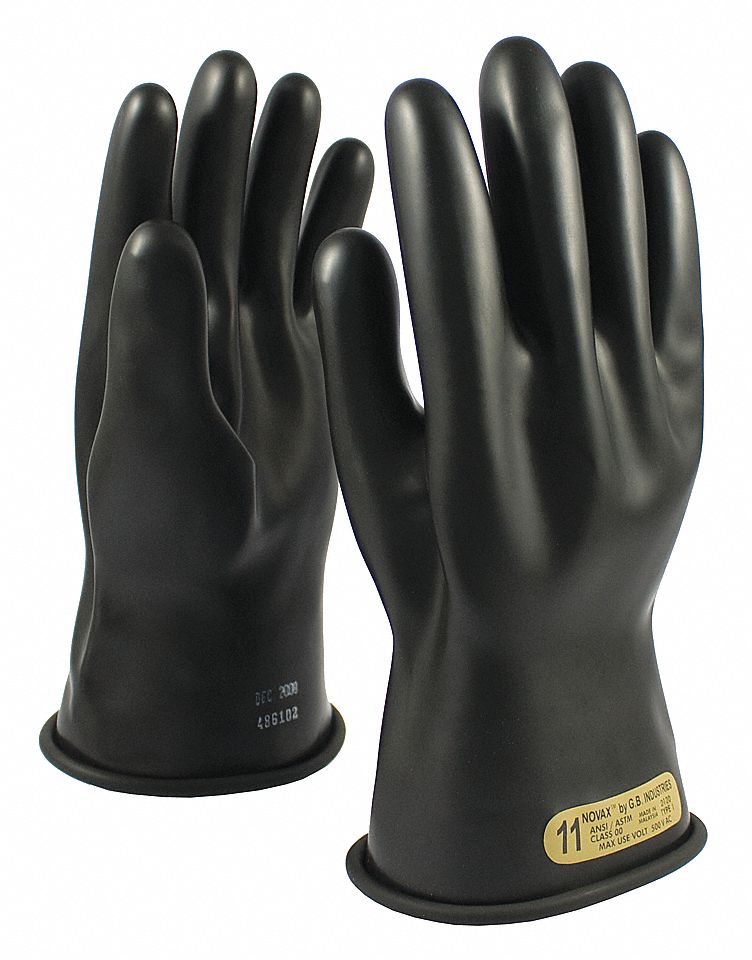 NOVAX BY PIP INSULATING GLOVES, CLASS 00, MAX USE 500 V, SIZE 9, BLACK, 11 IN, RUBBER ...