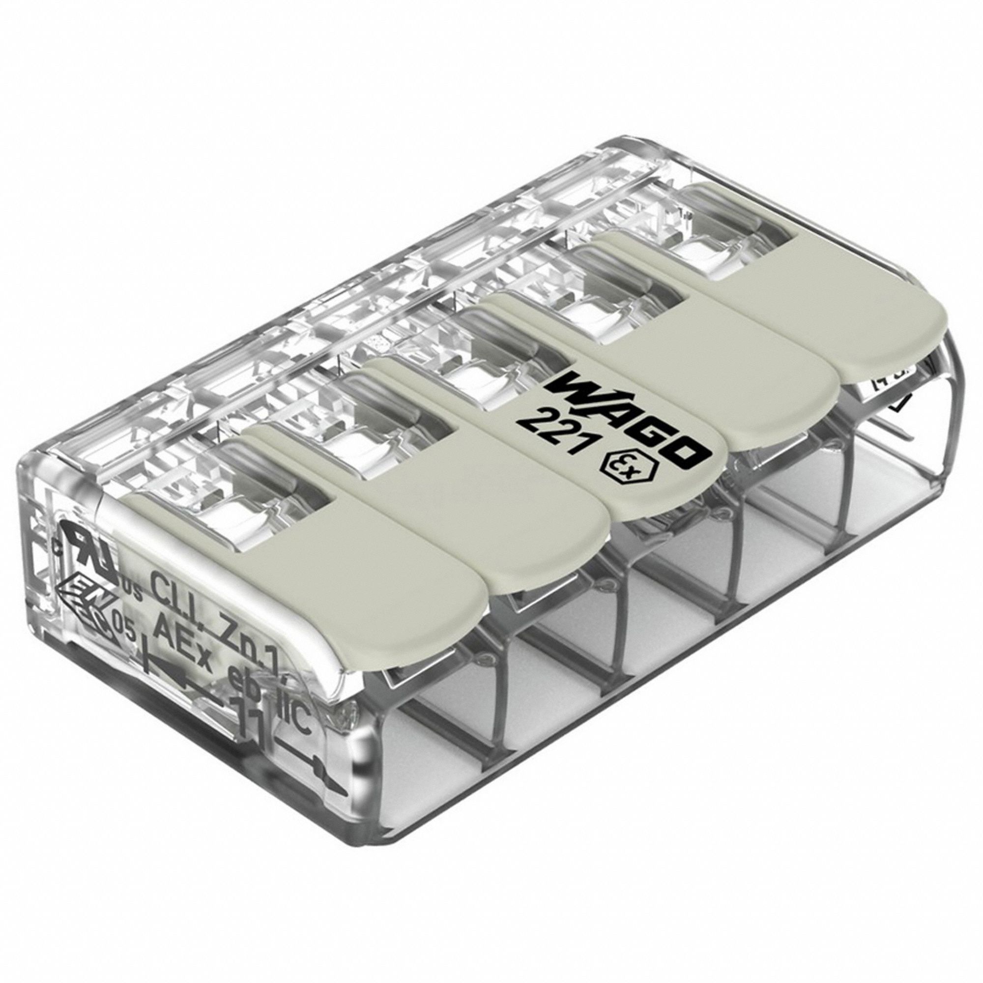 WAGO, Gray, Polycarbonate, Push-In Connector - 798HN6|221-485 - Grainger