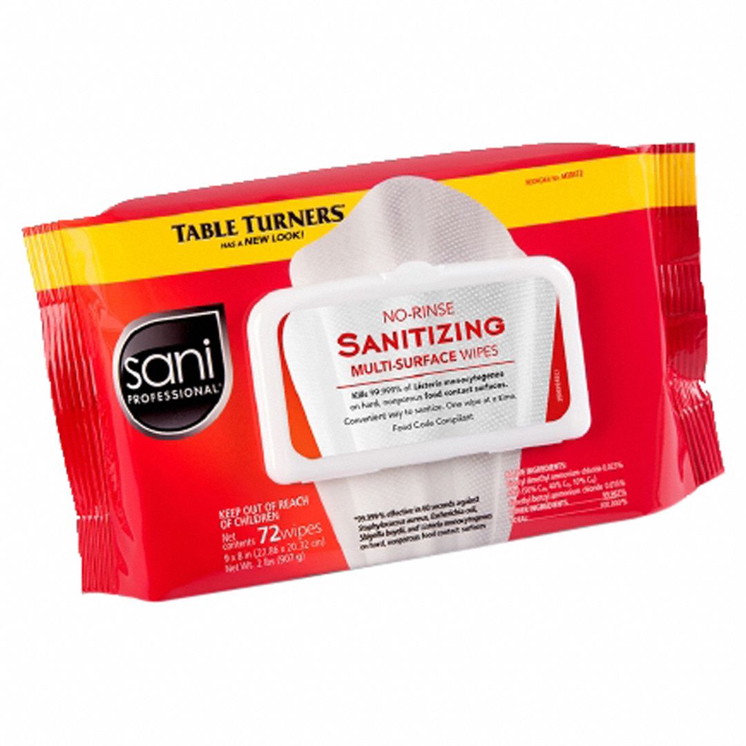 SANI PROFESSIONAL, Soft Pack, Ready to Use, Sanitizing Wipes - 61CU35 ...