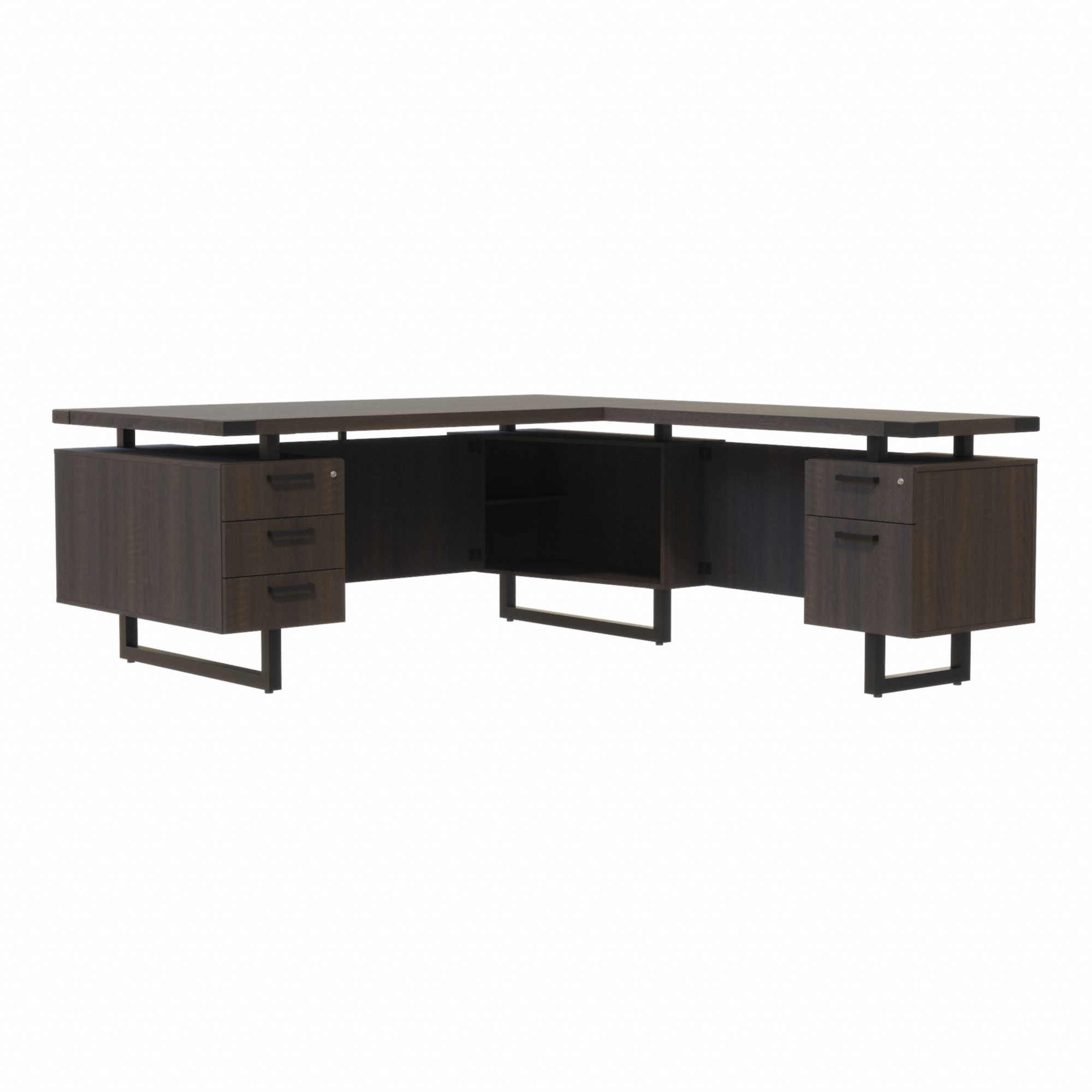 MIRELLA, Black, 72 in Overall Wd, L-Shaped Office Desk - 848GC3 ...