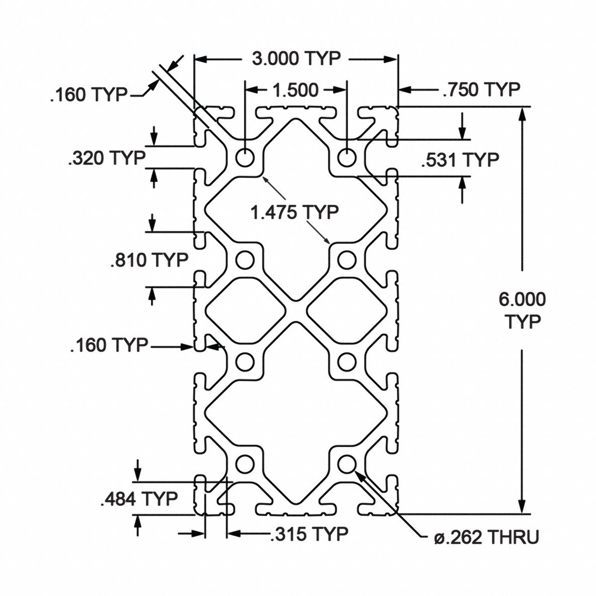 15 Series, 6 ft Lg, T-Slot Framing System Profiles - 906RX1|3060-72 ...