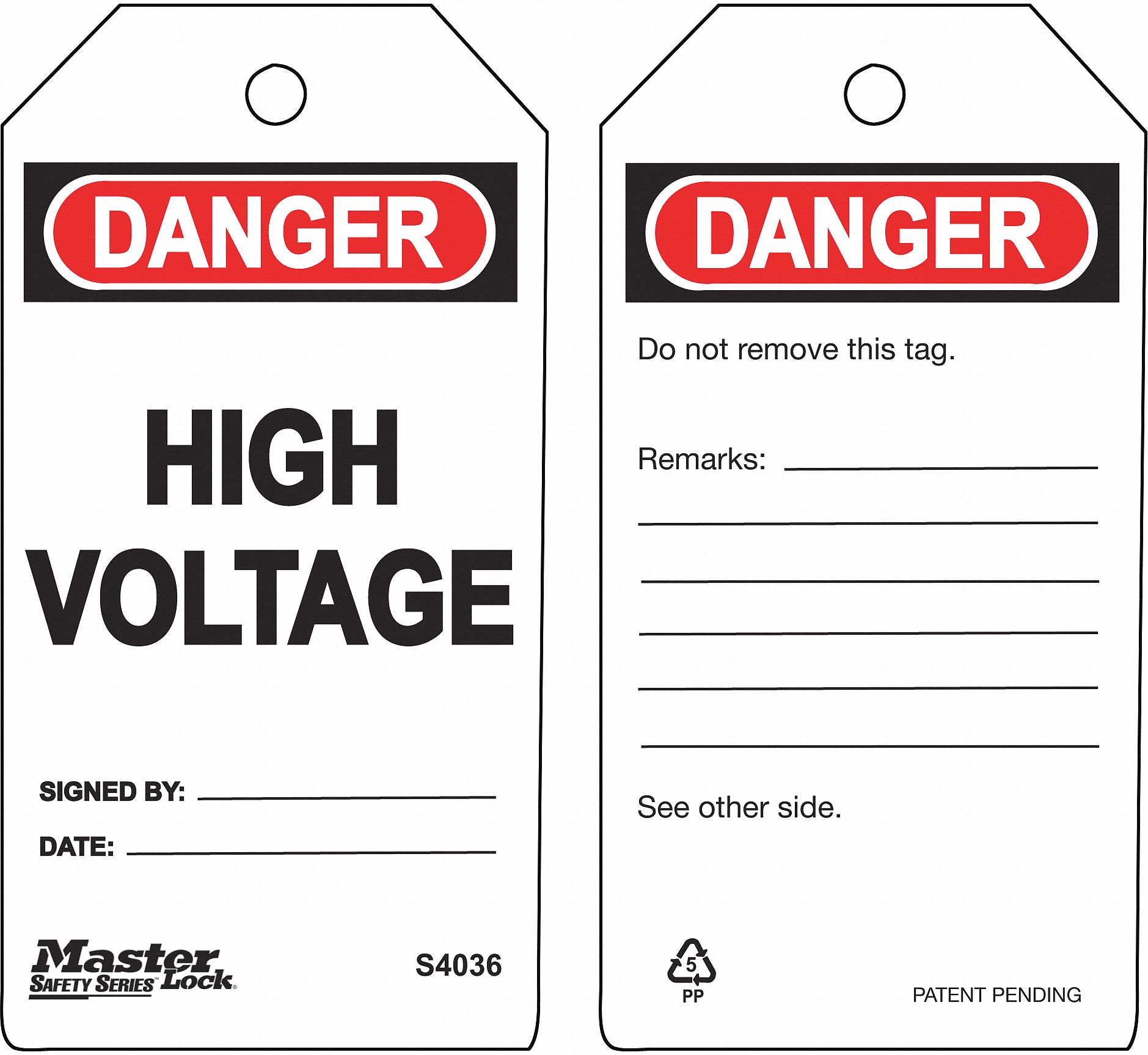 Safety Tag, Height 5-3/4", Width 3", Shape Rectangle, PK 6 - Grainger