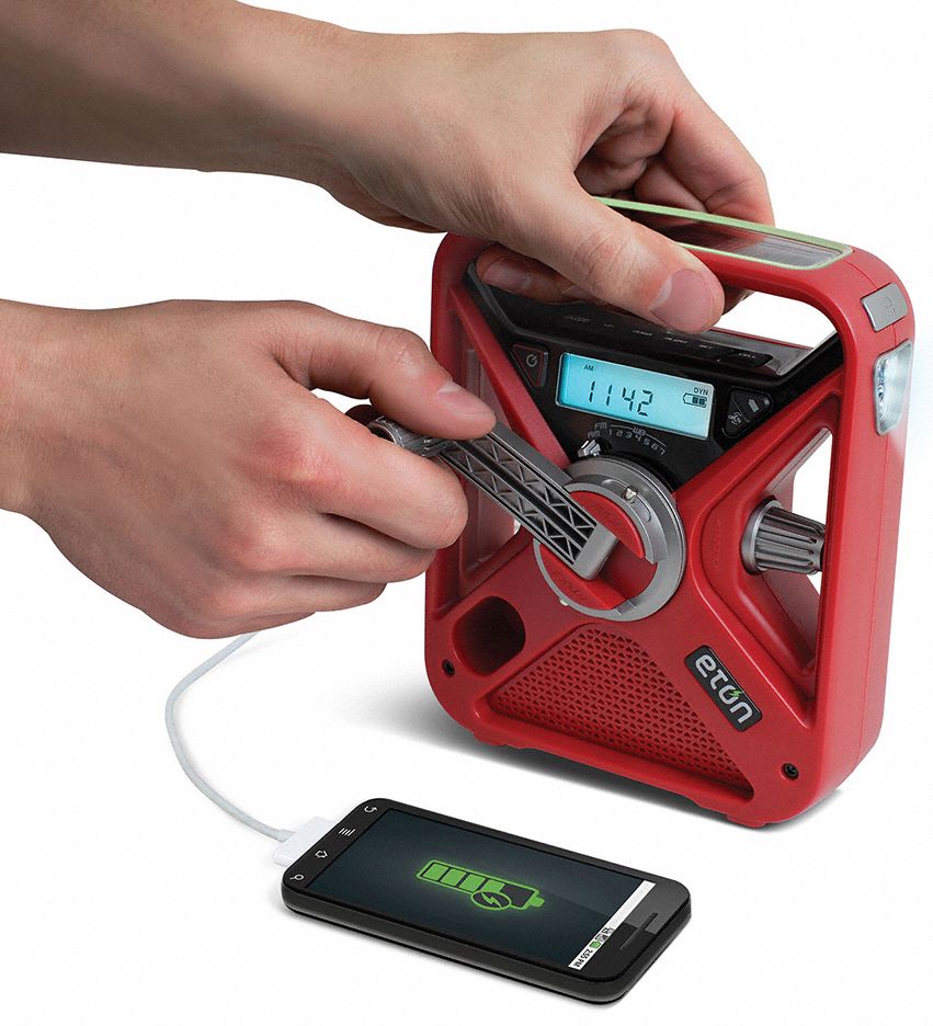 AMERICAN RED CROSS Portable Weather Radio: AM/FM/NOAA, Red - 22A871 ...