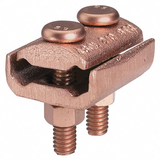 BURNDY Grounding Connector: Copper, 1/4 in Bar, 2 Grounding Wires, 1 7/ ...