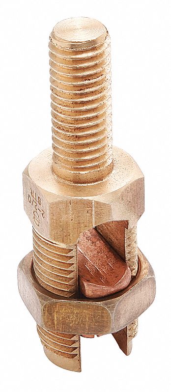 BURNDY Grounding Split Bolt Connector with Stud: Leaded Bronze Alloy, 1 ...
