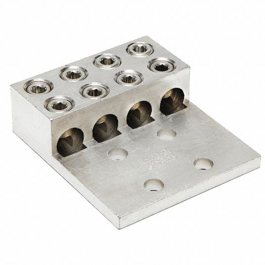 BURNDY Mechanical Connector: 4 Conductors, Aluminum, 1/2 in Stud Size ...
