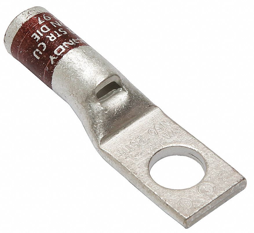 BURNDY One-Hole Lug Compression Connector: 2 AWG Cable Size, Brown, Std ...