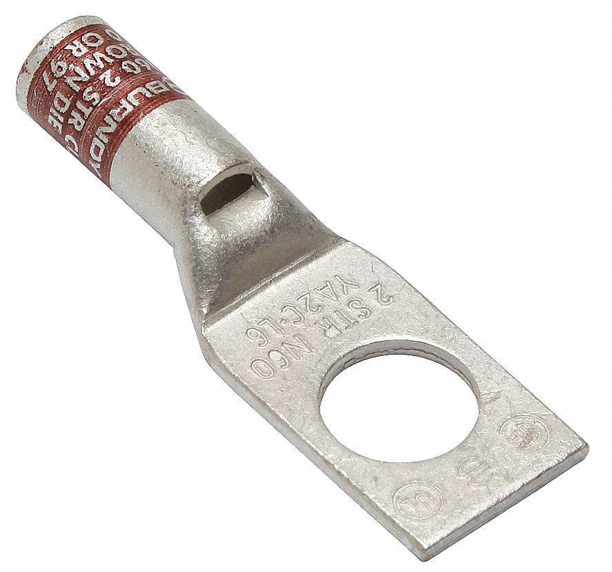 BURNDY One-Hole Lug Compression Connector, Straight Barrel, Cable Size ...