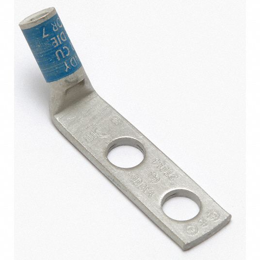 BURNDY Two-Hole Lug Compression Connector, Angled Barrel, Cable Size 6 ...