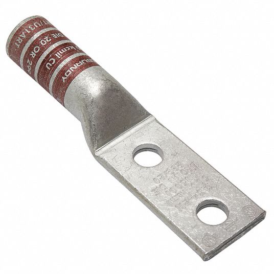 BURNDY Two-Hole Lug Compression Connector, Straight Barrel, Cable Size ...