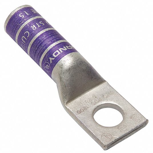 BURNDY One-Hole Lug Compression Connector: 4/0 Cable Size, Purple, Std ...