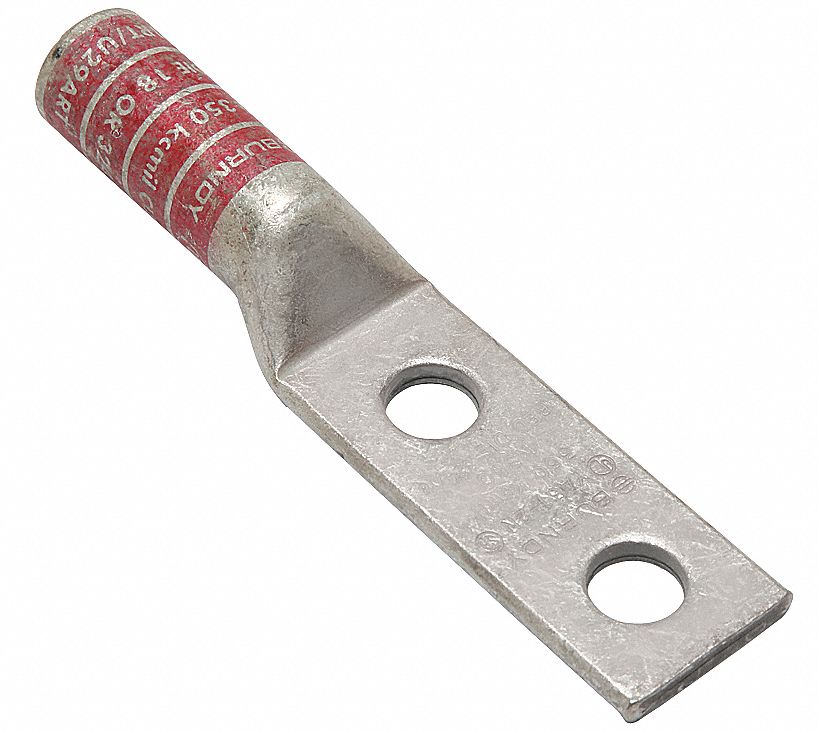 BURNDY Two-Hole Lug Compression Connector: 350 kcmil Cable Size, Red ...