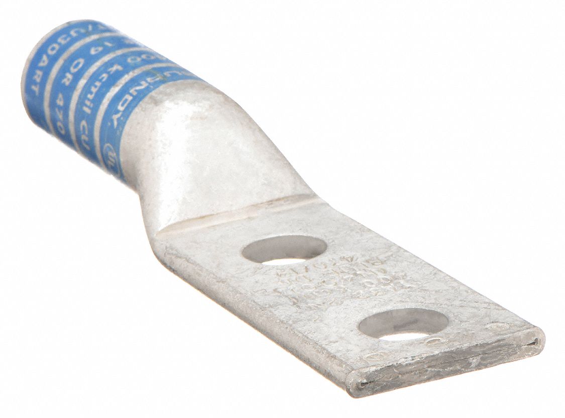 BURNDY TWO-HOLE LUG COMPRESSION CONNECTOR, 400 KCMIL MAX WIRE SIZE, ½ ...