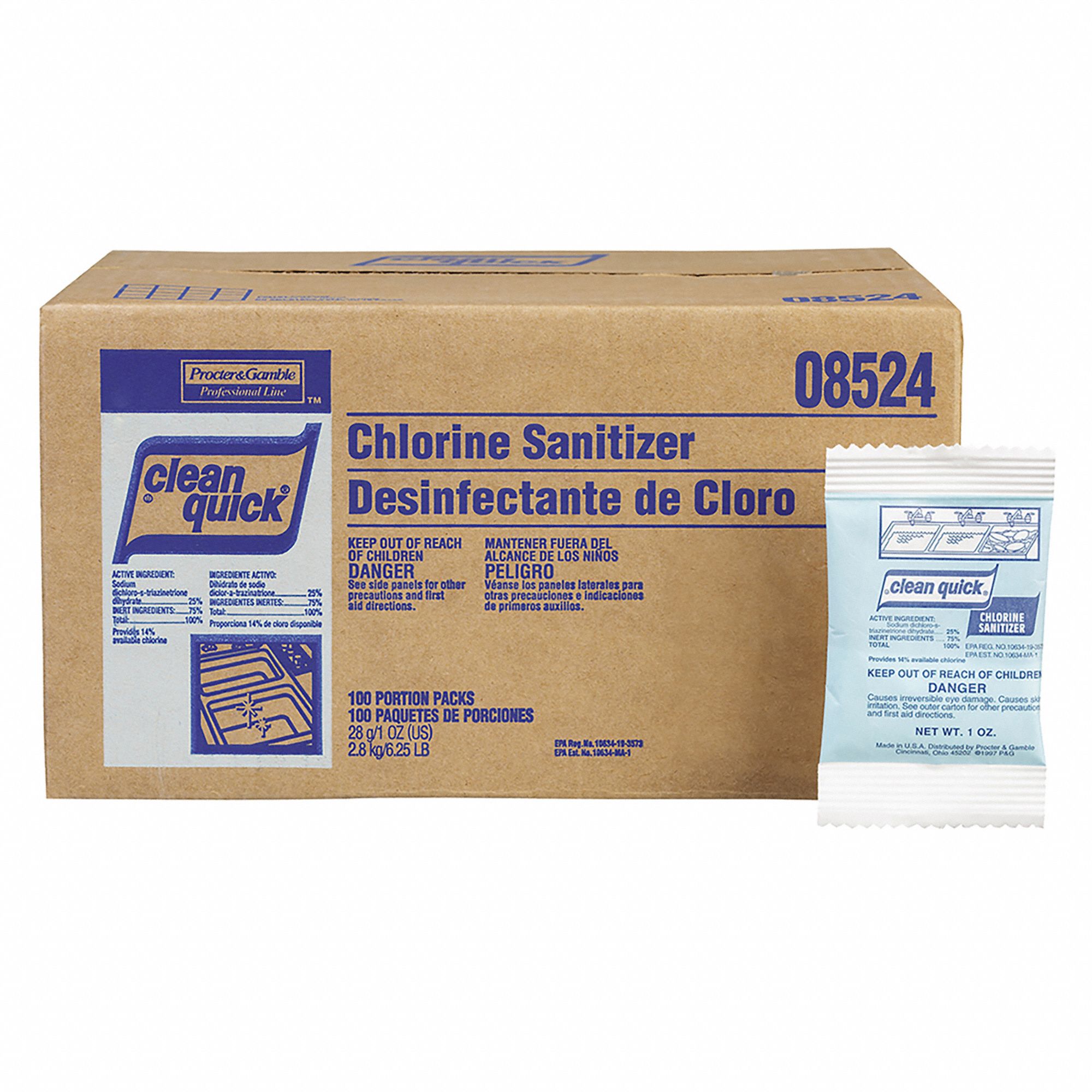 CLEAN QUICK Sanitizer: Packet, 1 oz Container Size, Concentrated ...