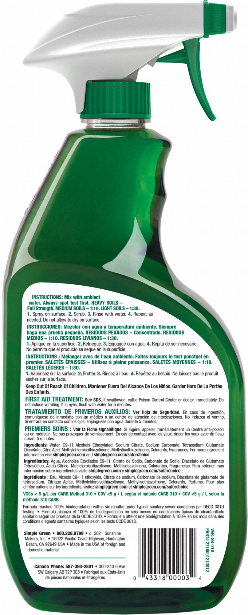 SIMPLE GREEN Cleaner/Degreaser: Water Based, Trigger Spray Bottle, 24 ...