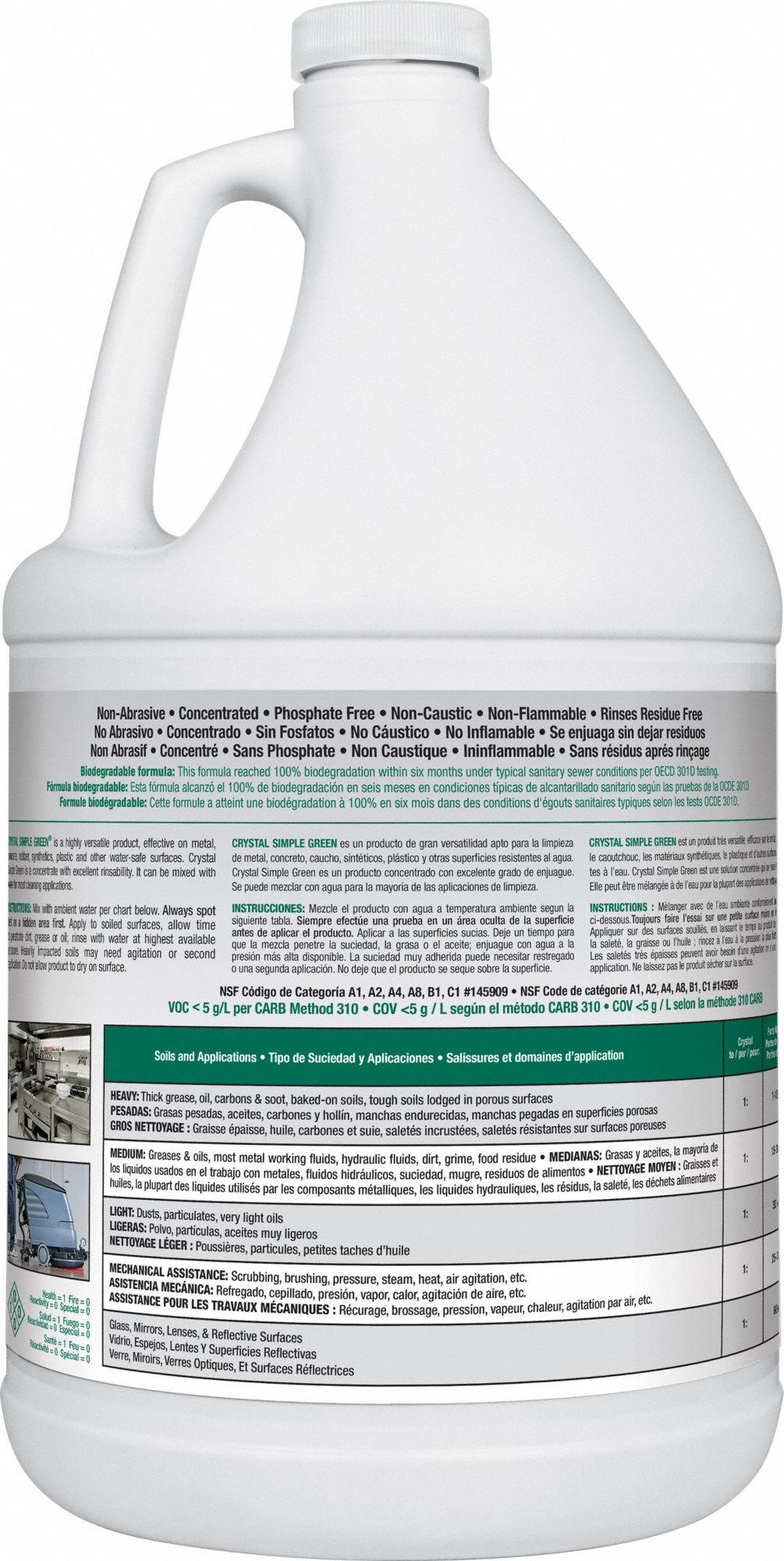SIMPLE GREEN Cleaner/Degreaser: Water Based, Jug, 1 gal Container Size ...