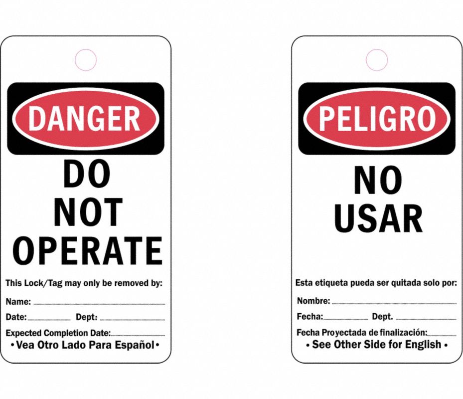 GRAINGER APPROVED Etiqueta Bilingüe de Peligro Cartulina 5-3/4" x 3 ...