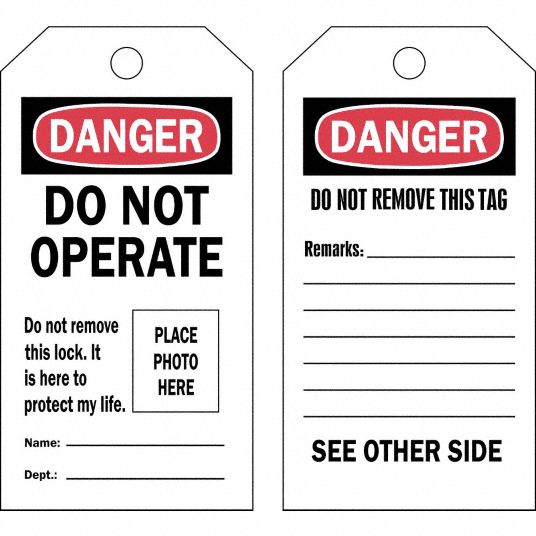 Danger, Danger Do Not Operate, Danger Tag - 22CM98|22CM98 - Grainger