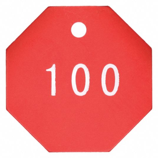 Numbered Tag, Tag Shape Octagon, Height 1 1/4 in, Width 1 1/4 in ...
