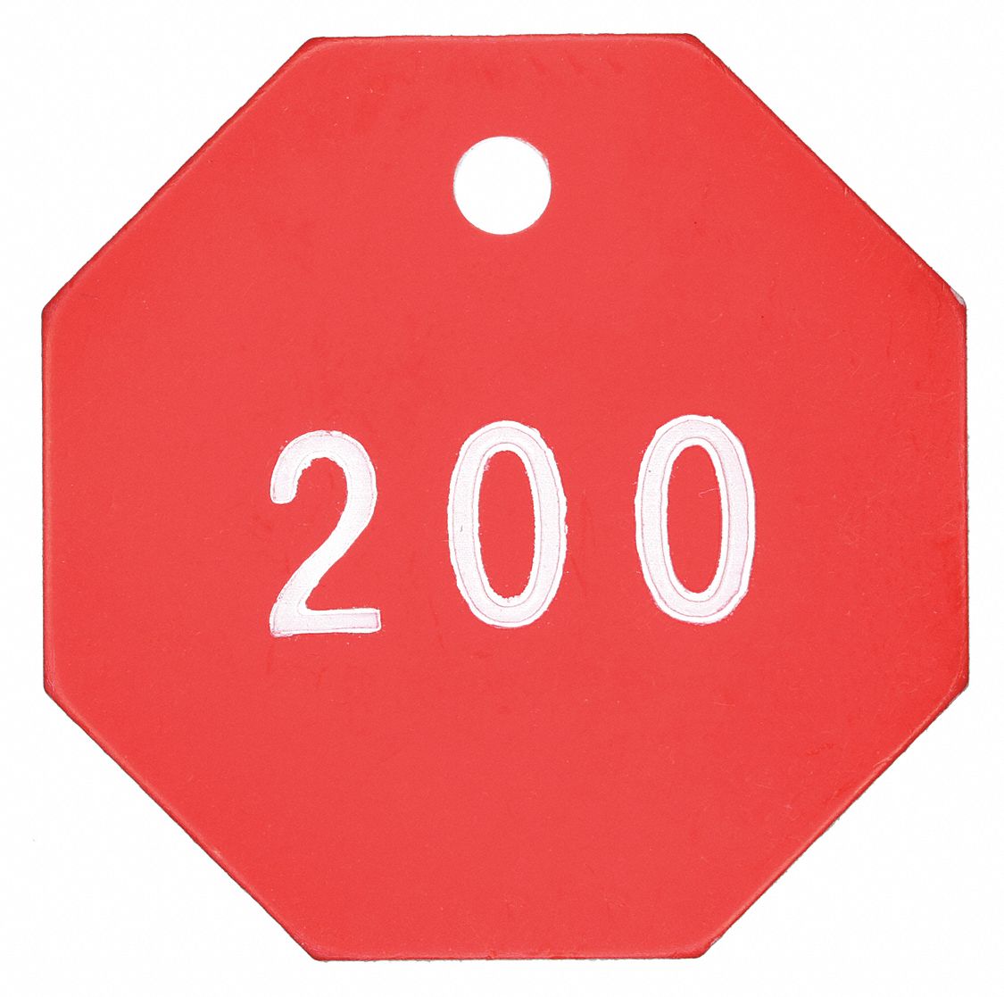 Numbered Tag, Height 1 1/4 in, Width 1 1/4 in, ABS Plastic, Red, White ...