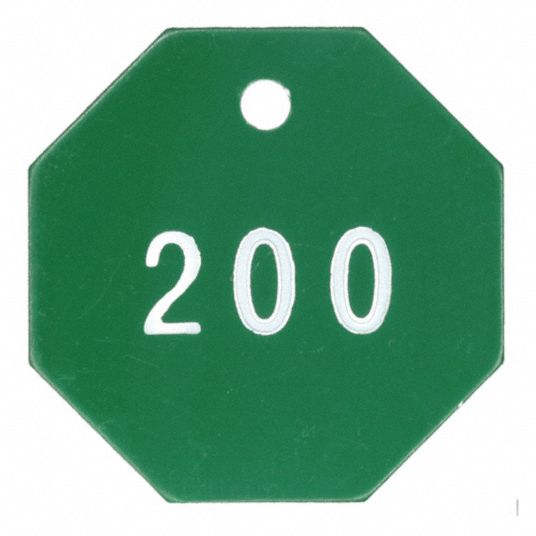 Numbered Tag, Tag Shape Octagon, Height 1 1/4 in, Width 1 1/4 in ...