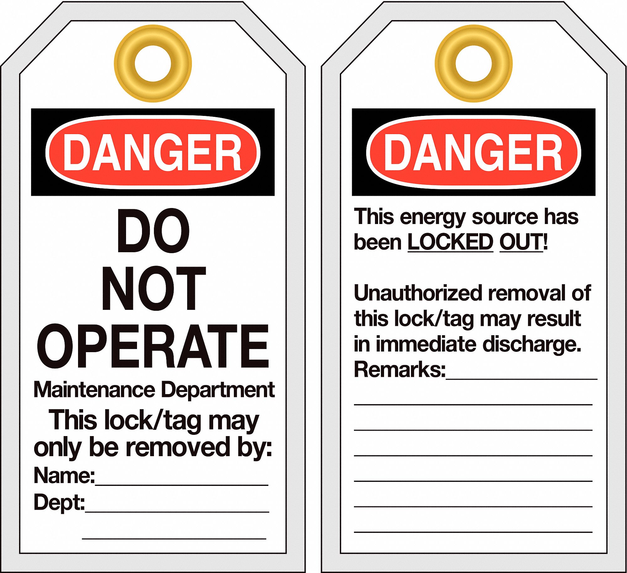 Danger, Danger Do Not Operate, Danger Tag - 22CN65|22CN65 - Grainger