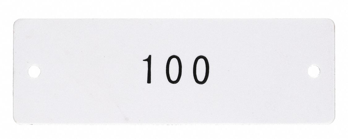 Numbered Tag, Tag Shape Rectangle, Height 1 in, Width 3 in, Plastic ...