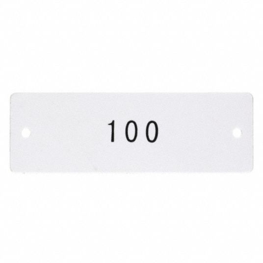 Numbered Tag, Tag Shape Rectangle, Height 1 in, Width 3 in, Plastic ...