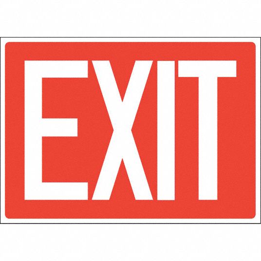 Plastic, Exit Sign, 10" Width, 7" Height, Double-Sided No, With ...