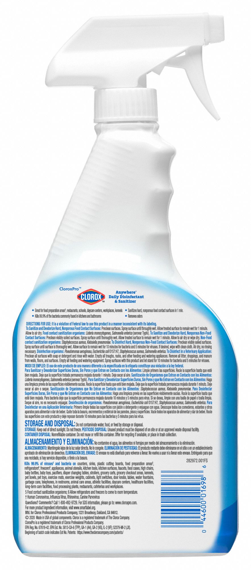 CLOROX Sanitizing Spray: Trigger Spray Bottle, 32 oz Container Size ...