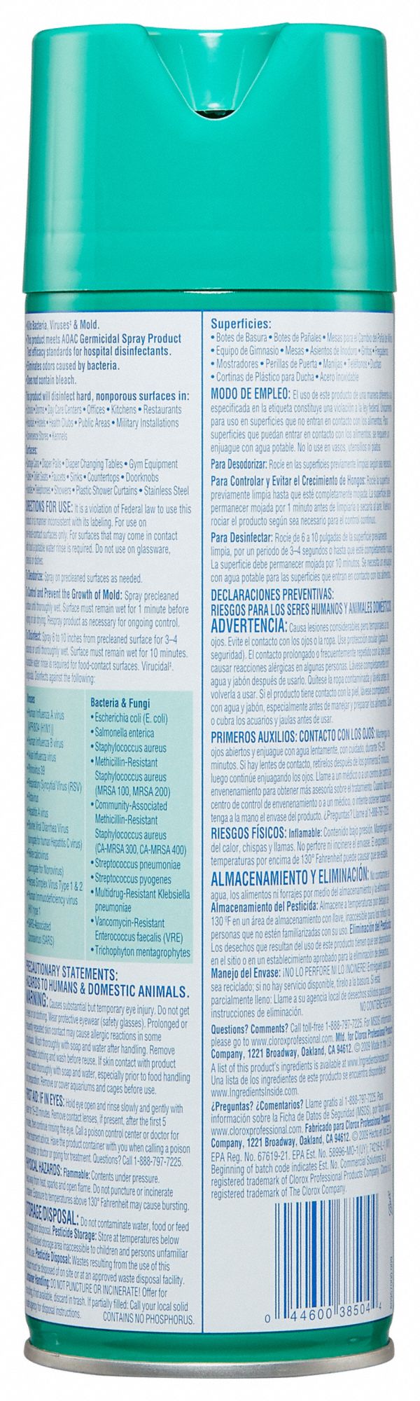 CLOROX Disinfectant Spray: Aerosol Spray Can, 19 oz Container Size ...