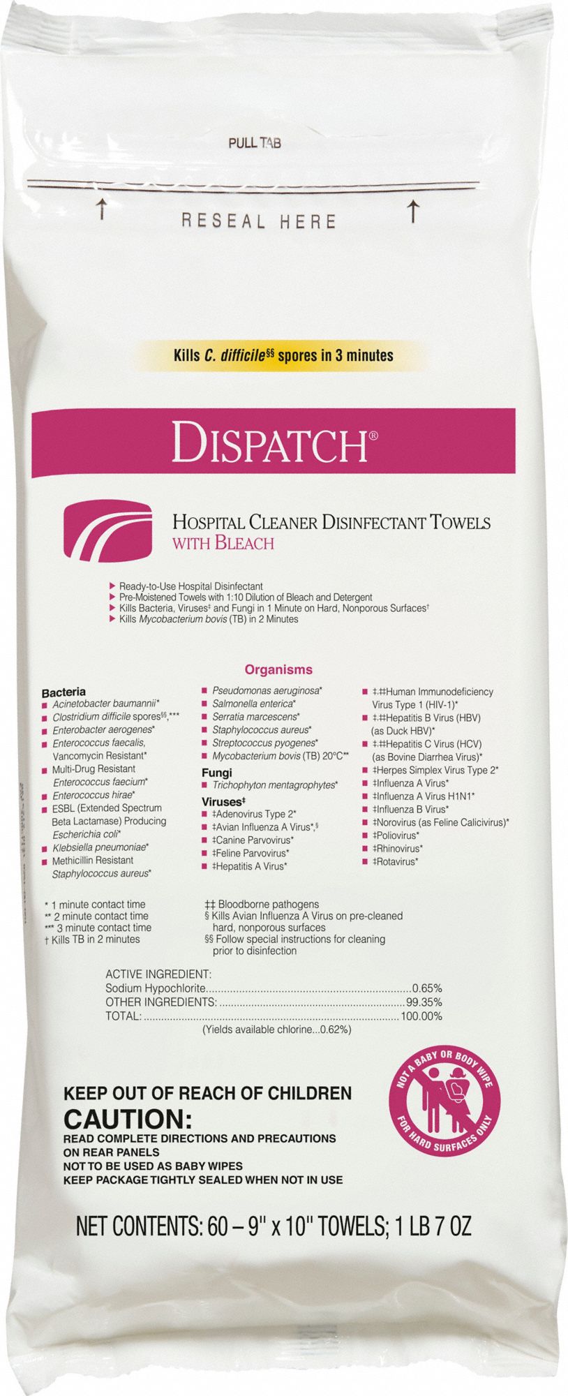 DISPATCH, Soft Pack, Ready to Use, Disinfecting Wipes - 22D021|69260 ...